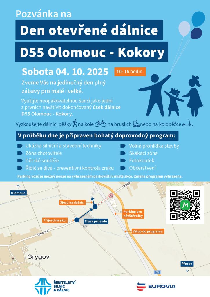 Den otevřené dálnice D55 Olomouc – Kokory - Oficiální stránky obce Rapotín
